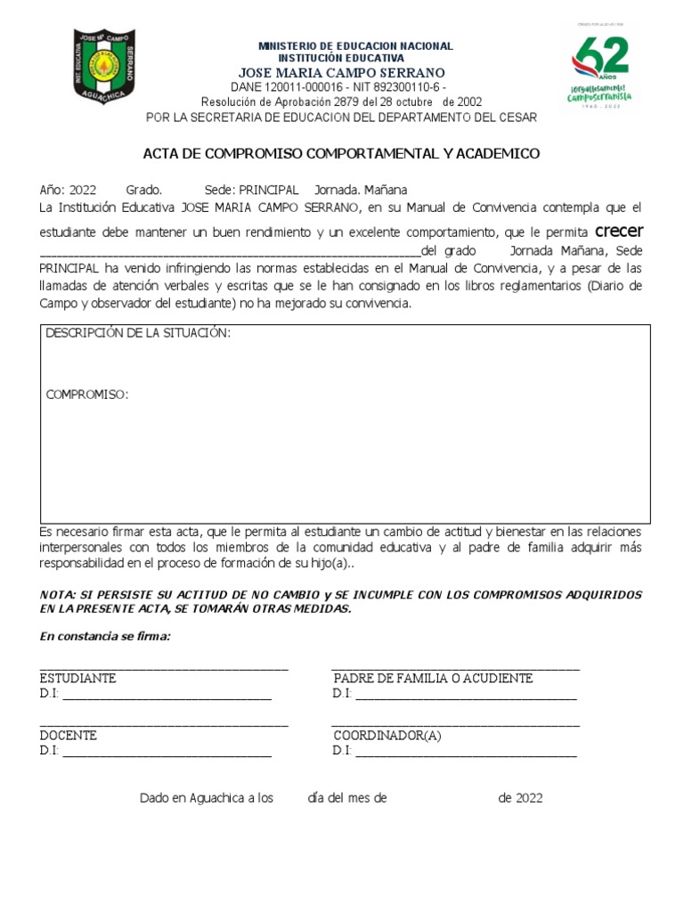 Actas de Compromiso | PDF