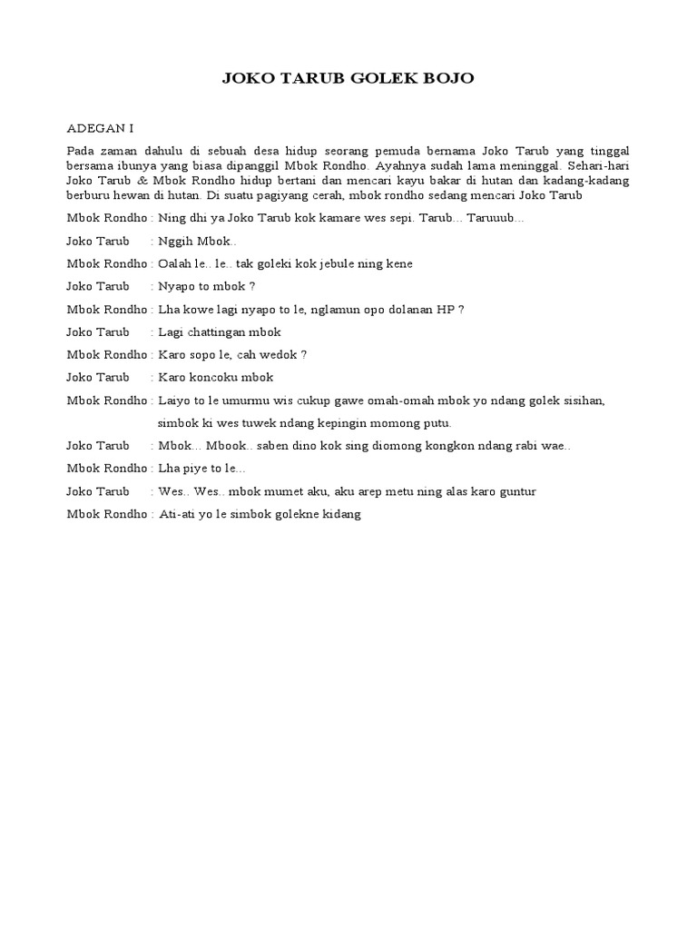Joko Tarub Golek Bojo | PDF | Griya & Taman