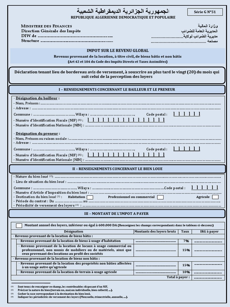 G51 | PDF | Impôt sur le revenu | Impôts