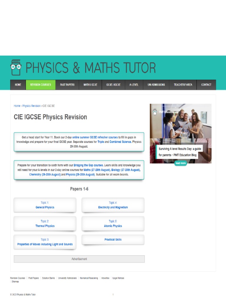 CIE IGCSE Physics 0625 0972 Revision PMT | PDF
