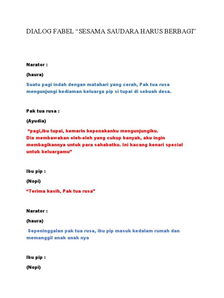 Dialog Drama Fabel | PDF