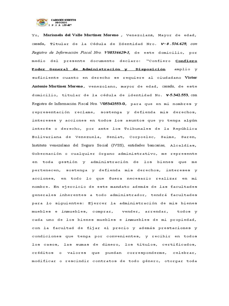 Poder Especial Judicial Edgar Aspite | PDF | Venezuela | Propiedad
