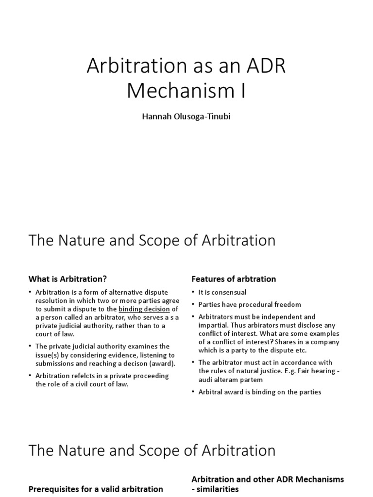 Arbitration As An ADR Mechanism | PDF | Arbitration | Alternative Dispute Resolution