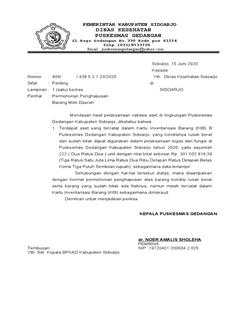 Surat Permohonan Lelang | PDF