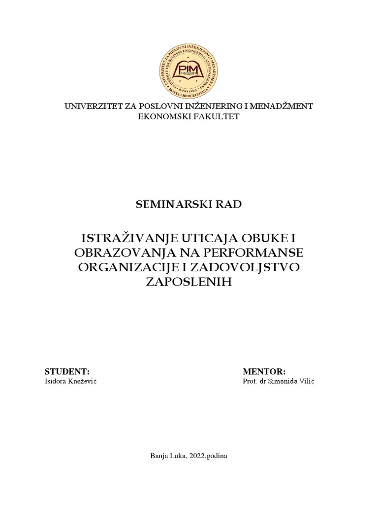 Primer Seminarskog MLJR, PIM, 2022 | PDF