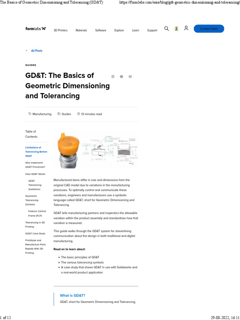The Basics of Geometric Dimensioning and Tolerancing (GD&T) | PDF | Engineering Tolerance ...