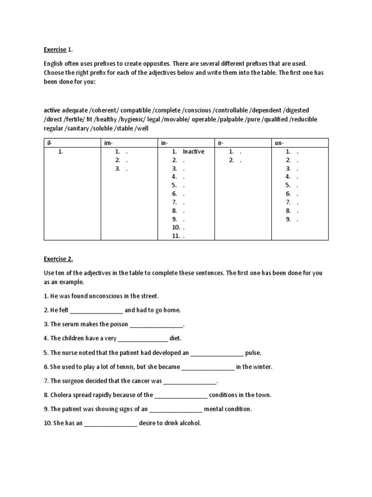 Medical English Opposites 1 Prefixes | PDF