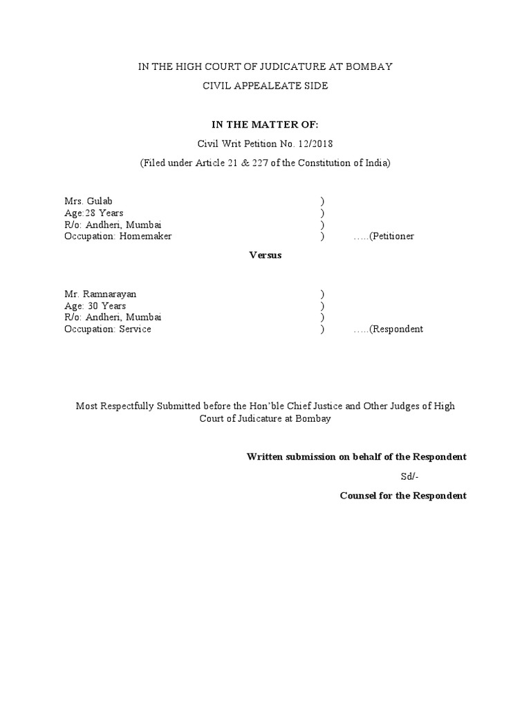 Moot Memorial - Akash Pandey - Final | PDF | Annulment | Judiciaries