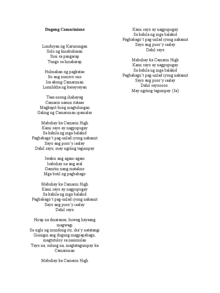 Dugong Camarinians Lyrics | PDF
