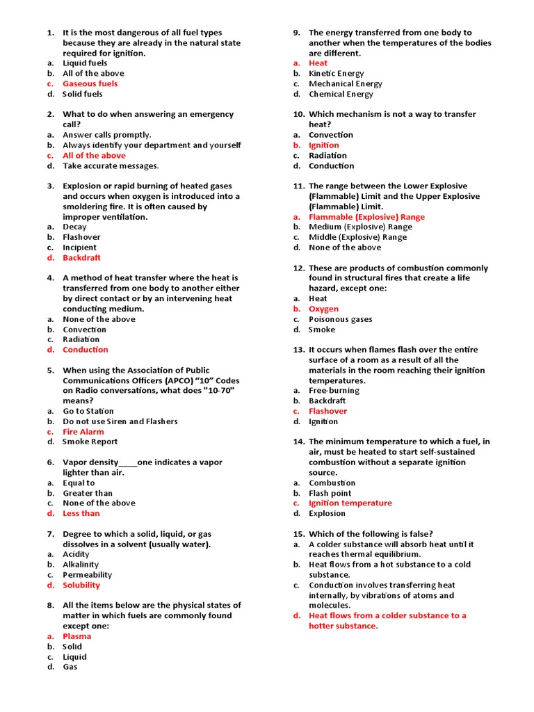 Pre Fire Planning Quiz | PDF | Combustion | Fires