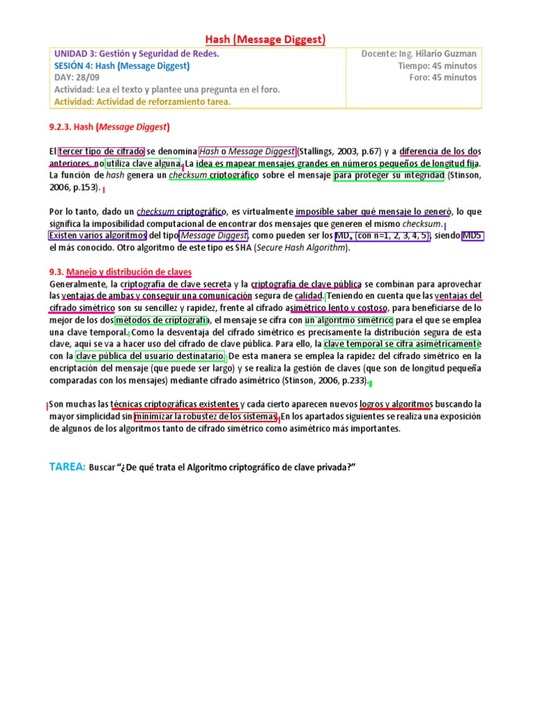 S4 - Hash (Message Diggest) - 02 | PDF | Clave (criptografía) | Criptografía