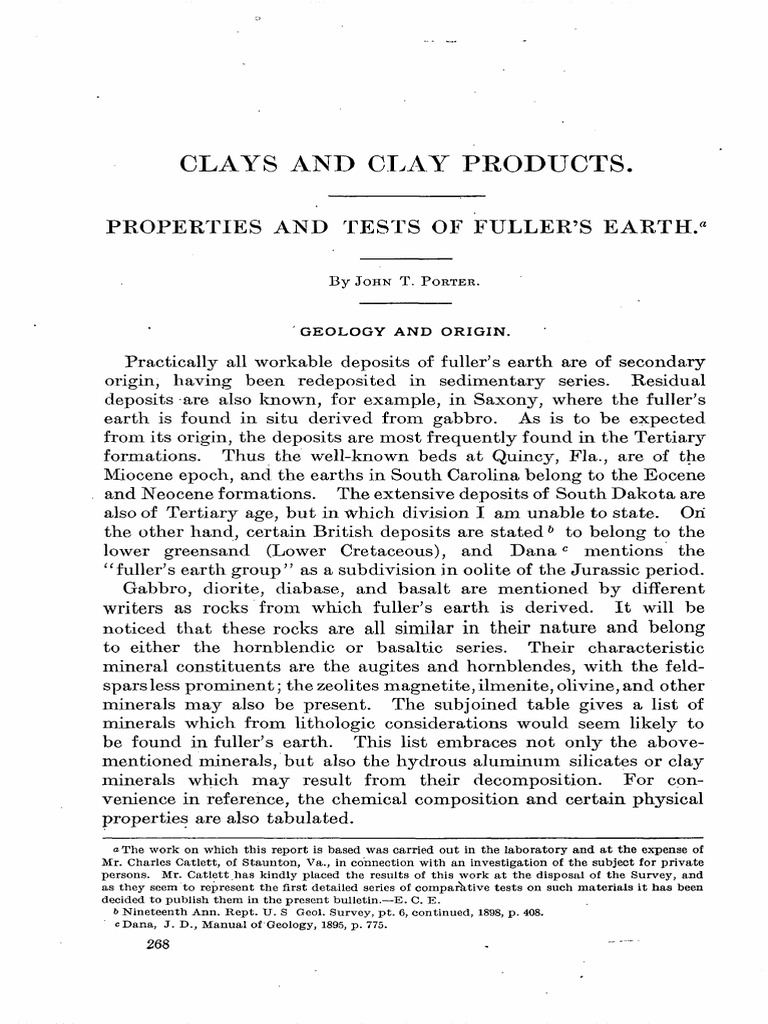 Clays and Clay Products.: Properties and Tests of Fuller'S Earth ...