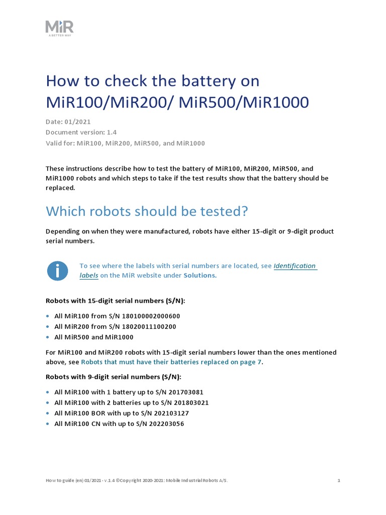 How To Check The Battery On Mir100/Mir200/ Mir500/Mir1000: Which Robots ...