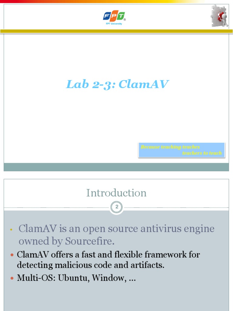 Lab 2-3: Clamav: Because Teaching Teaches Teachers To Teach | PDF | Text File | Software Development