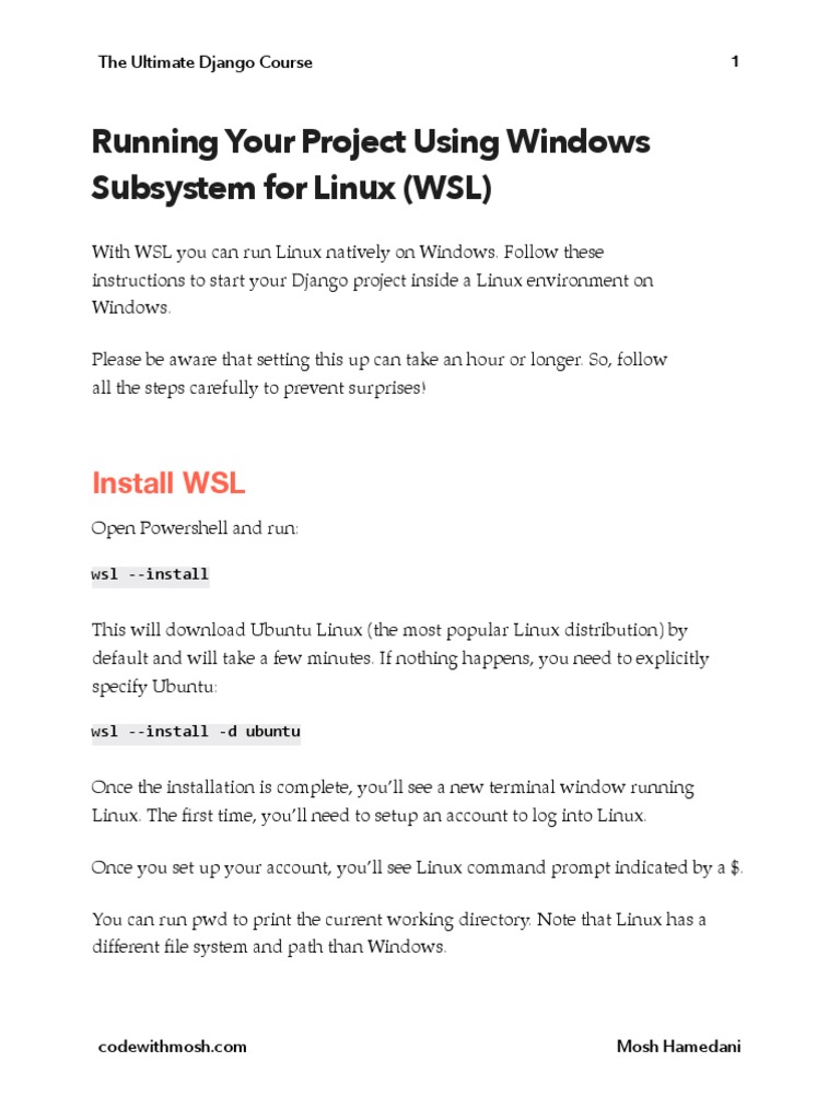 Running Your Project Using Windows Subsystem For Linux (WSL) | PDF | Sudo | Utility Software