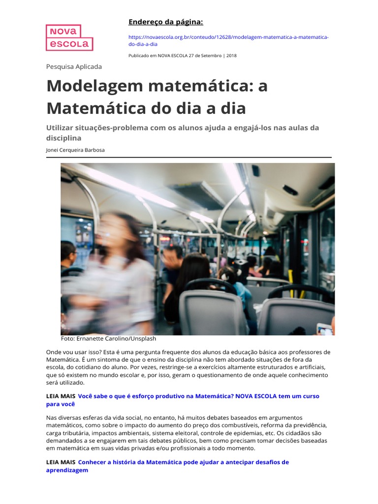 Modelagem matemática no cotidiano | PDF | Matemática | Science