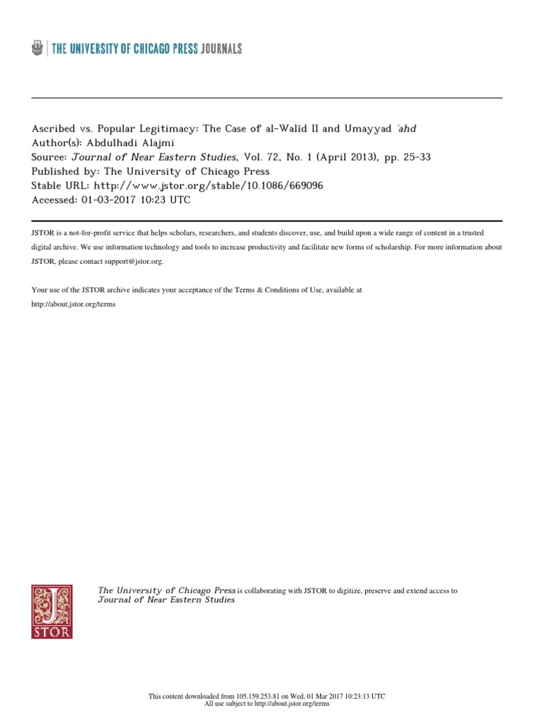 Abdulhadi Alajmi-Ascribed vs. Popular Legitimacy: The Case of Al-Walīd ...