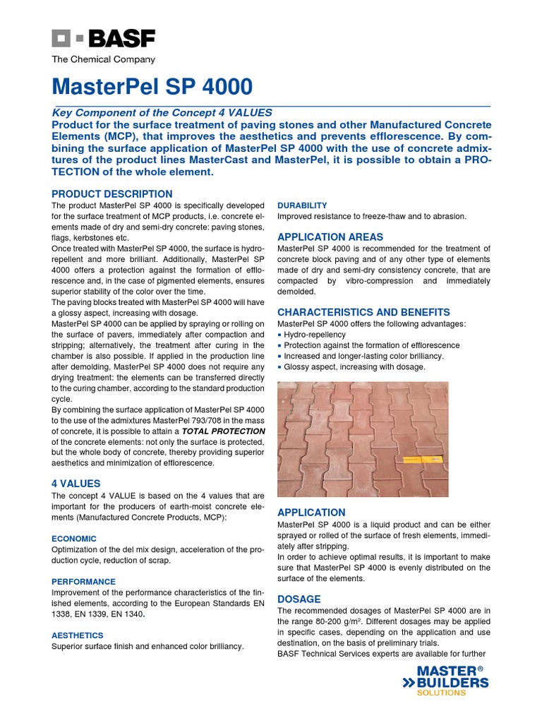 MasterPel SP 4000 - BASF July 2018 - en - NZ | PDF | Concrete | Materials