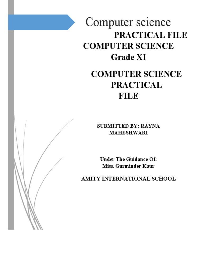 Computer Science Practical File Term 1 Class 12 Pdf Computer File Text File