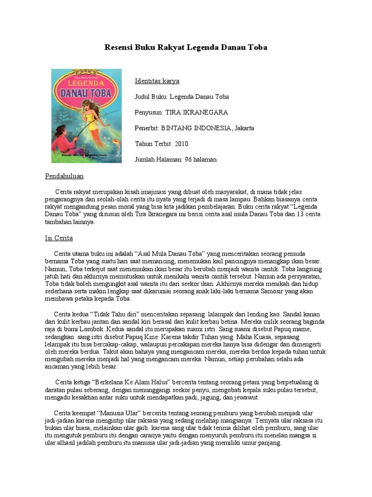 Resensi Buku Rakyat Legenda Danau Toba | PDF | Fiksi Misteri, Thriller, & Kejahatan | Dewasa Muda