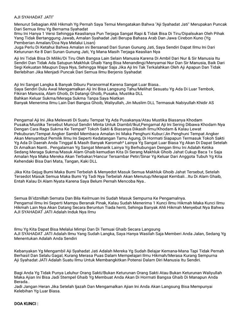 Aji Syahadat Jati | PDF