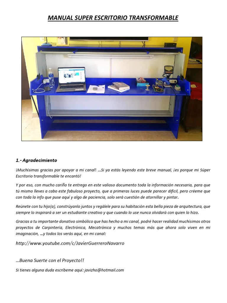 Manual Escritorio Transformable | PDF | Tornillo | Pintar