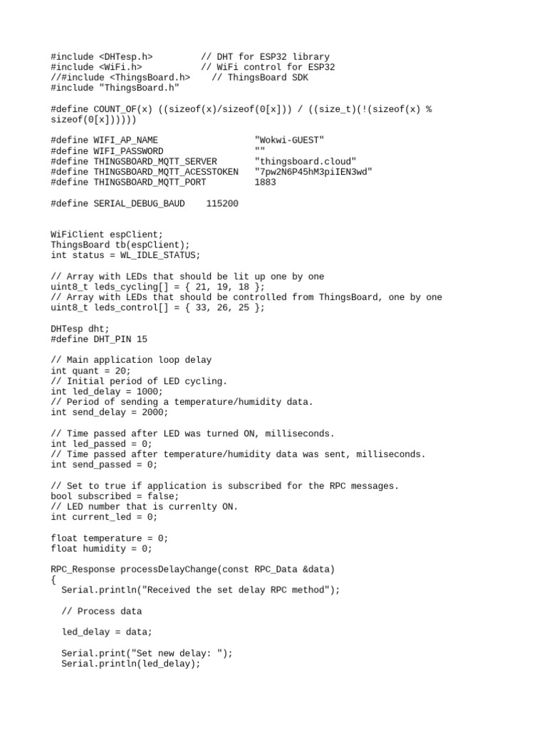 ESP32 DHT LED To THINGSBOARD | PDF | Computing | Computer Programming ESP32 DHT LED To THINGSBOARD | PDF | Computing | Computer Programming