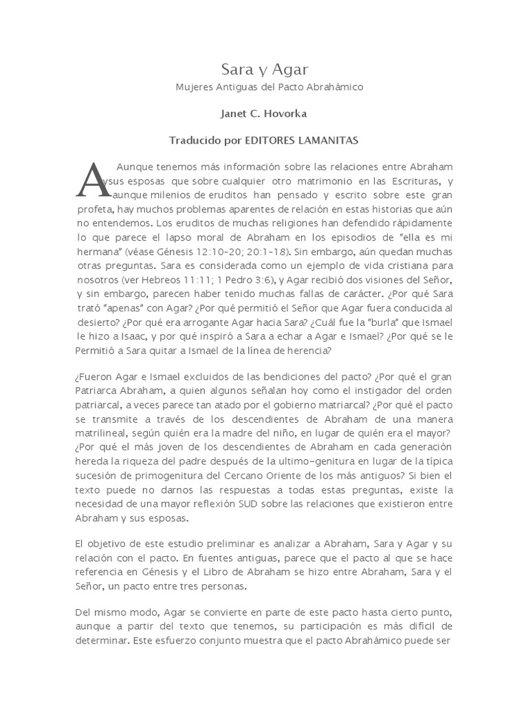 SARA Y AGAR - Mujeres Antiguas Del Pacto Abrahamico | PDF | Ismael ...