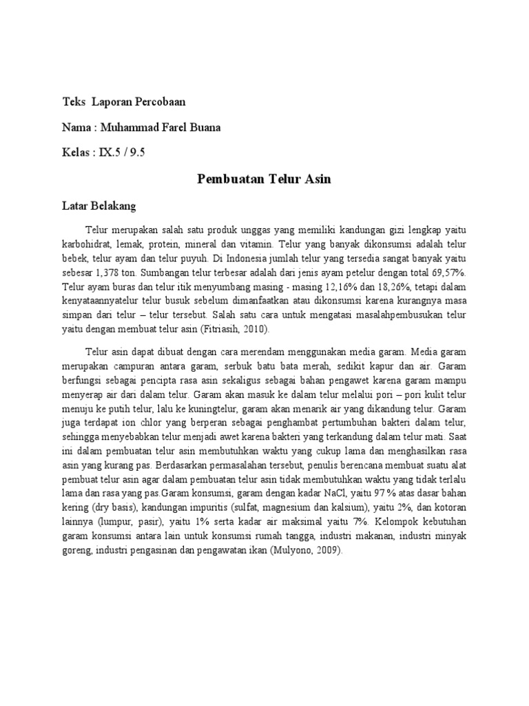 Teks Laporan Percobaan | PDF