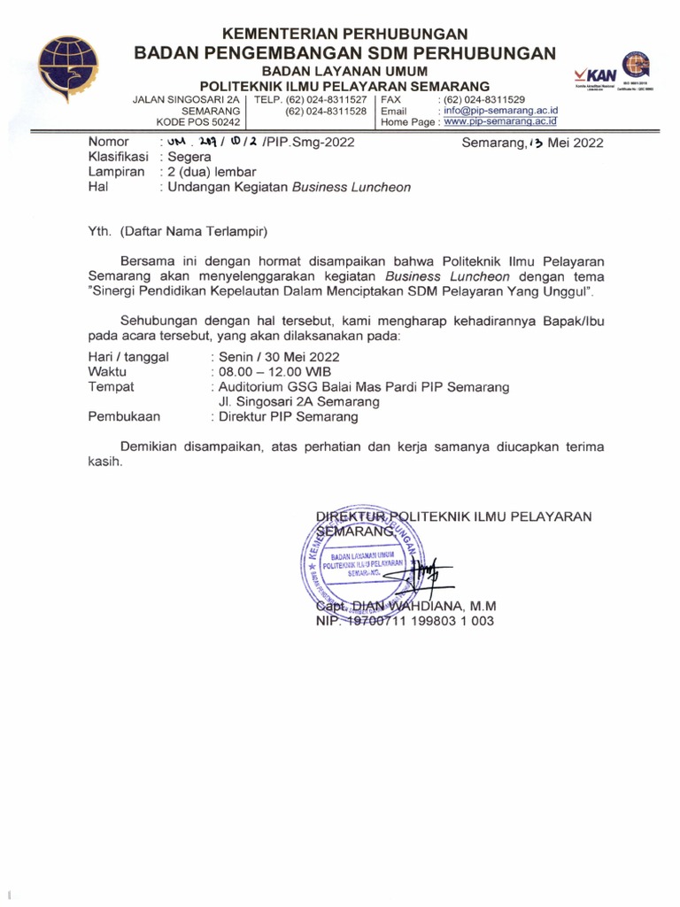 Undangan Business Luncheon 2022 | PDF