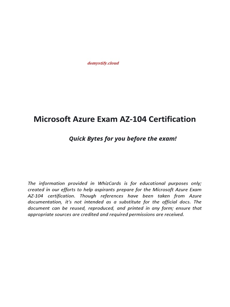 Azure AZ-104 Certification | PDF | Cloud Computing | Key (Cryptography)