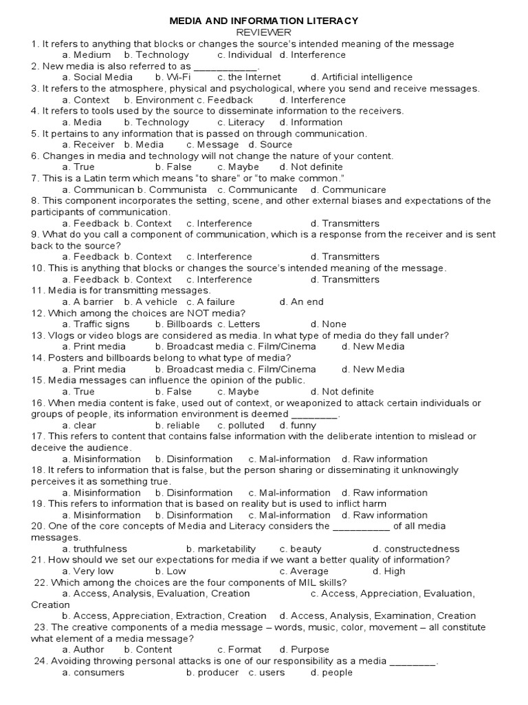 Media and Information Literacy | PDF | Media (Communication) | Composition (Visual Arts)