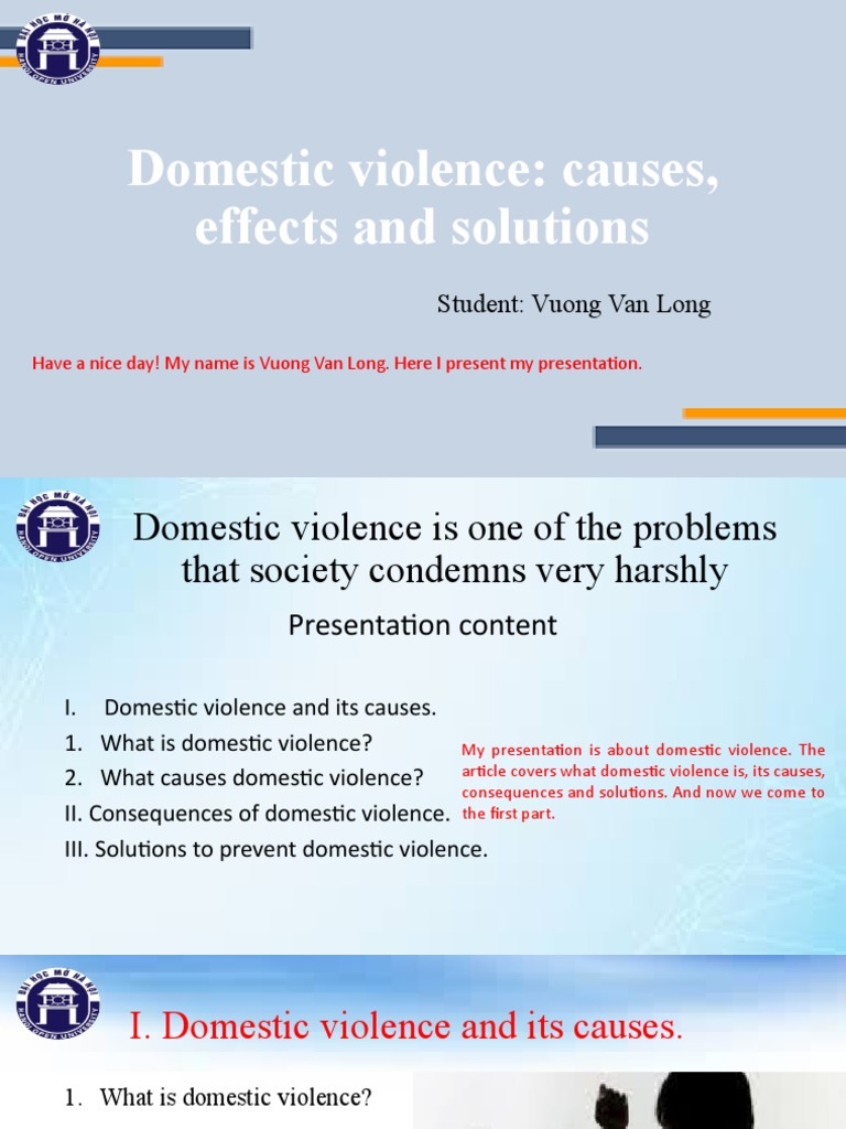 Domestic Violence: Causes, Effects and Solutions: Student: Vuong Van ...