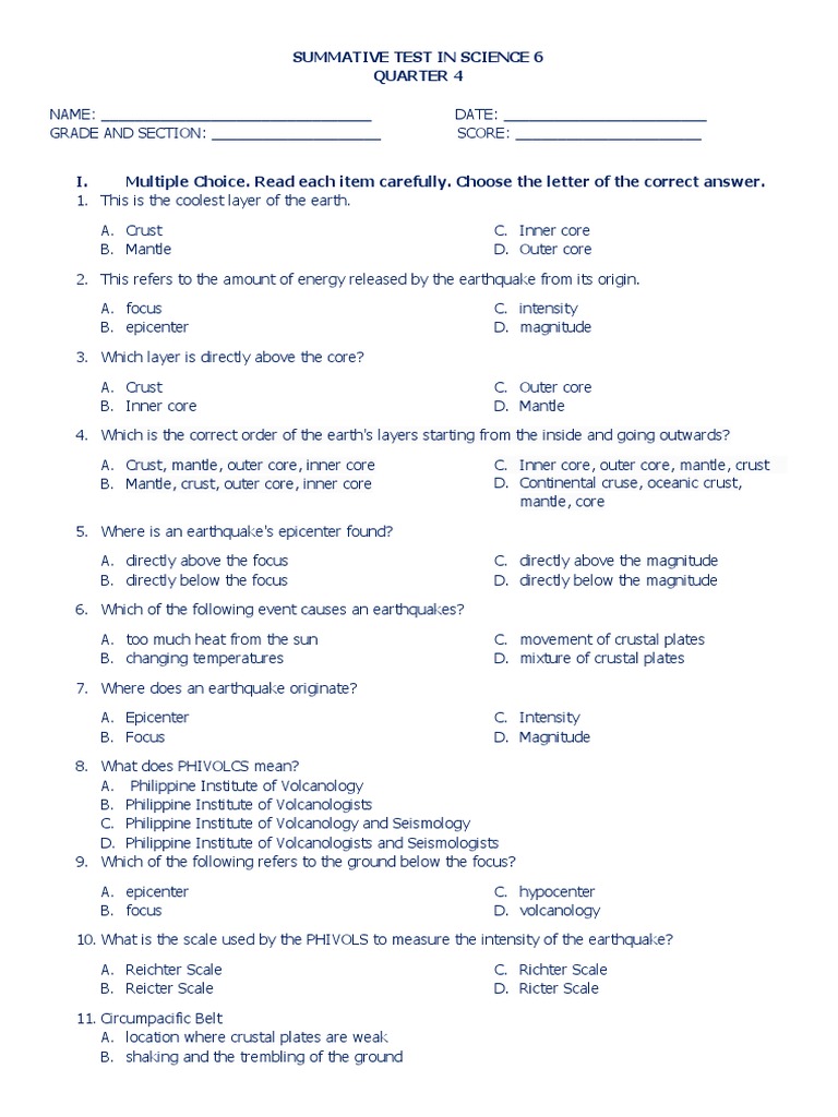 Summative Test in Science 6 Q4 | PDF | Planets | Solar System