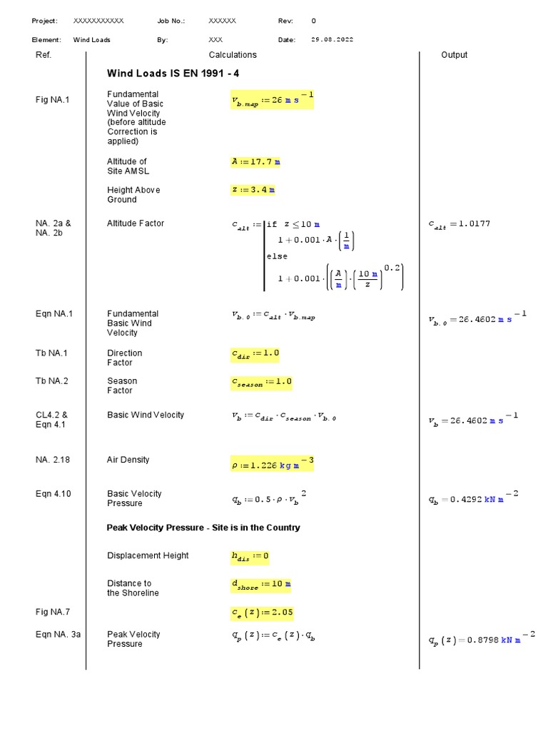Wind Load Calculation Example EN 1991-1-4 | PDF | Applied And ...