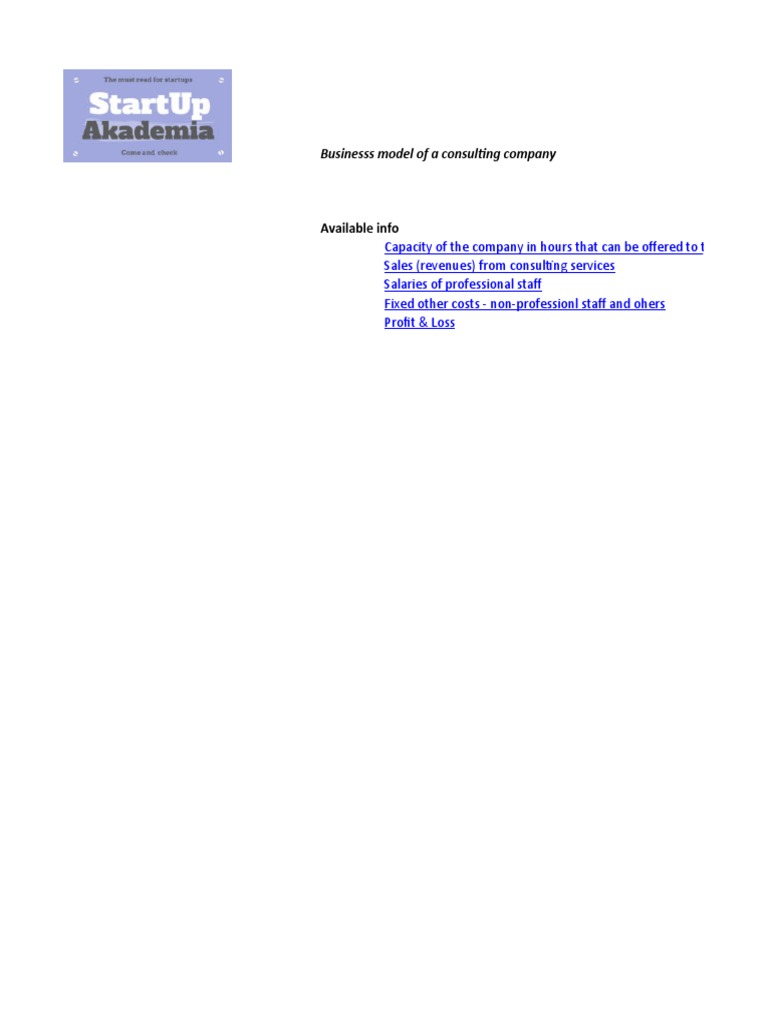 Business Model of A Consulting Companyv2 | PDF | Gross Margin | Economies