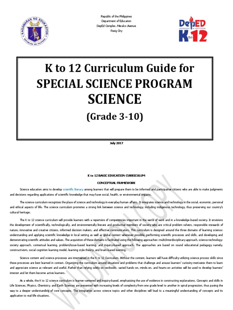 Science CG SSP 2017 Final | PDF | Learning | Chemical Compounds