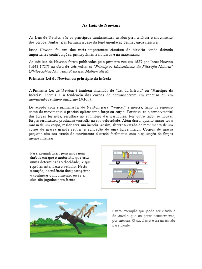Apostila As Leis de Newton | PDF | Leis do Movimento de Newton | Força