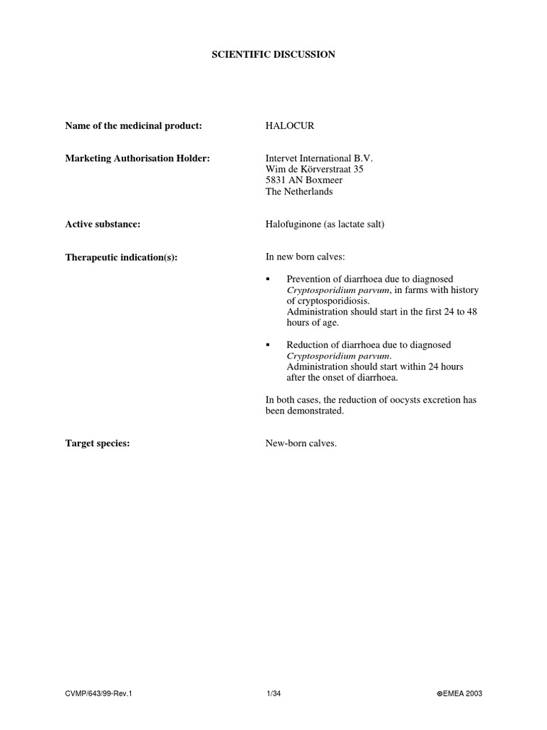 Halocur Dosage Guidelines for Calves | PDF | Solubility | Chemistry