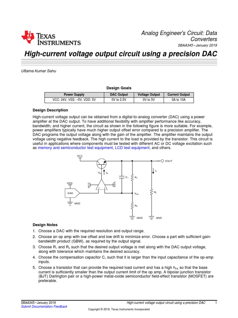 High-Current Voltage Output Circuit Using A Precision DAC | PDF ...