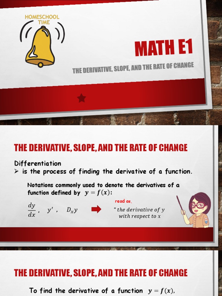 The Derivative, Slope and Rate of Change | PDF | Derivative | Mathematical Analysis