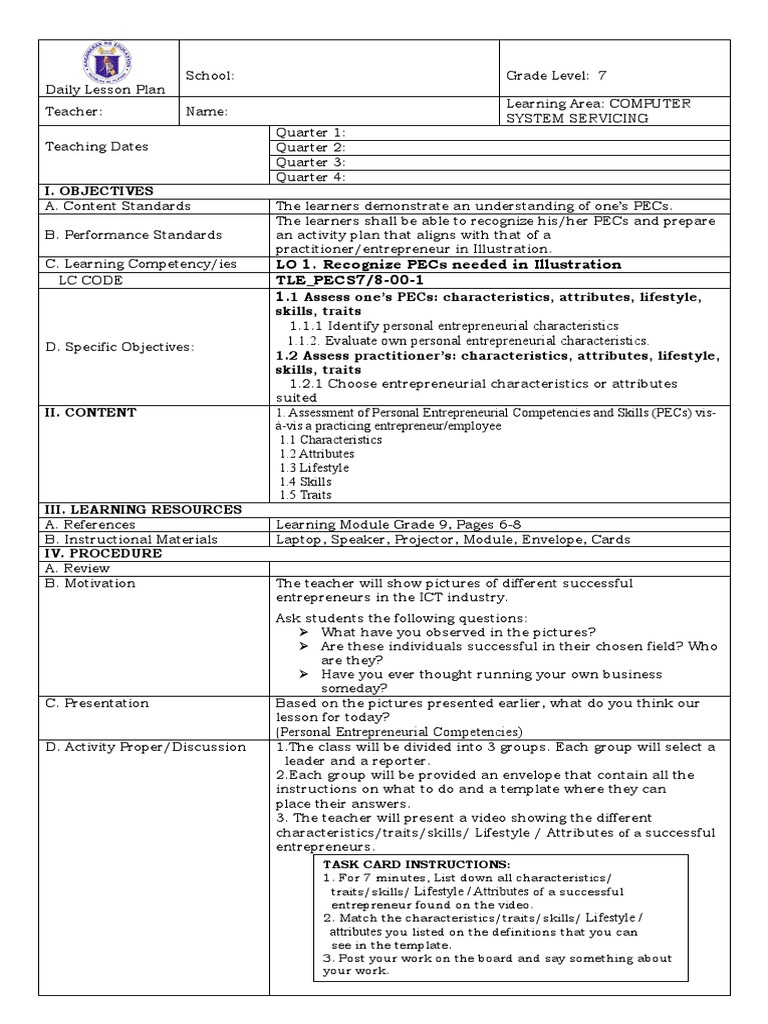 Lo 1. Recognize Pecs Needed in Illustration Tle - Pecs7/8-00-1 1 | PDF ...