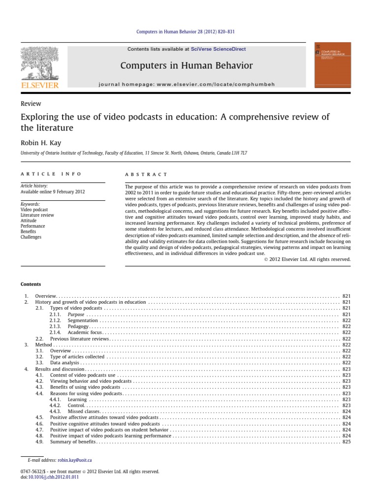 Computers in Human Behavior: Robin H. Kay | PDF | Educational Technology | Attitude (Psychology)