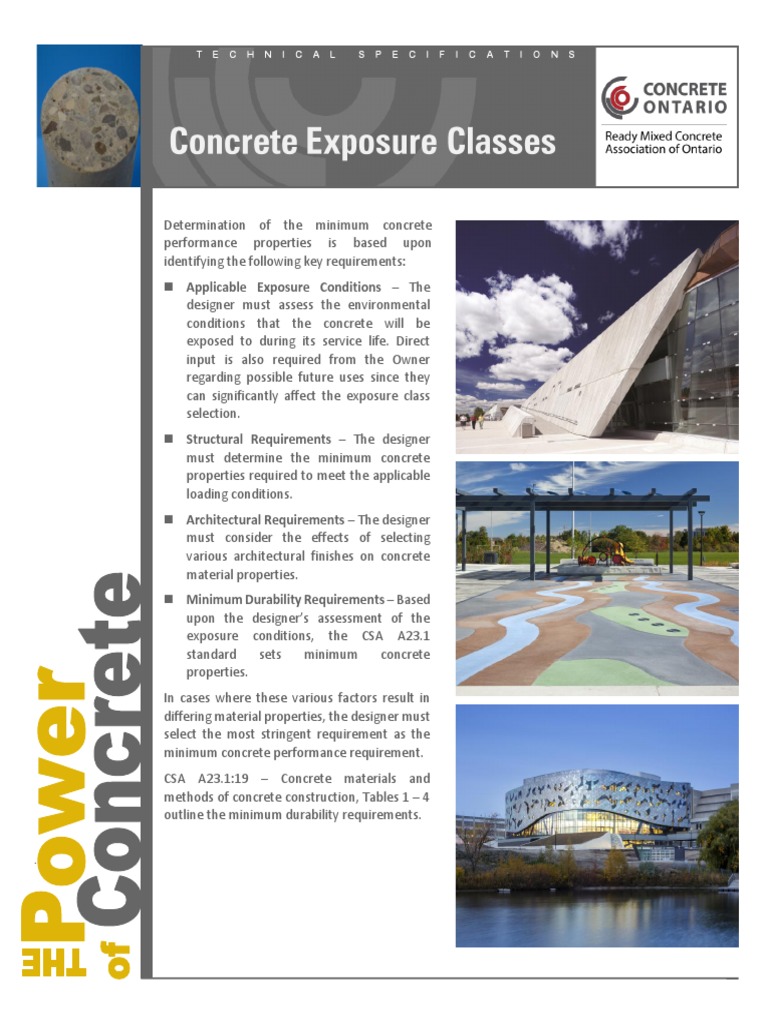 Concrete Exposure Classes A23.1-19 | PDF | Concrete | Cement