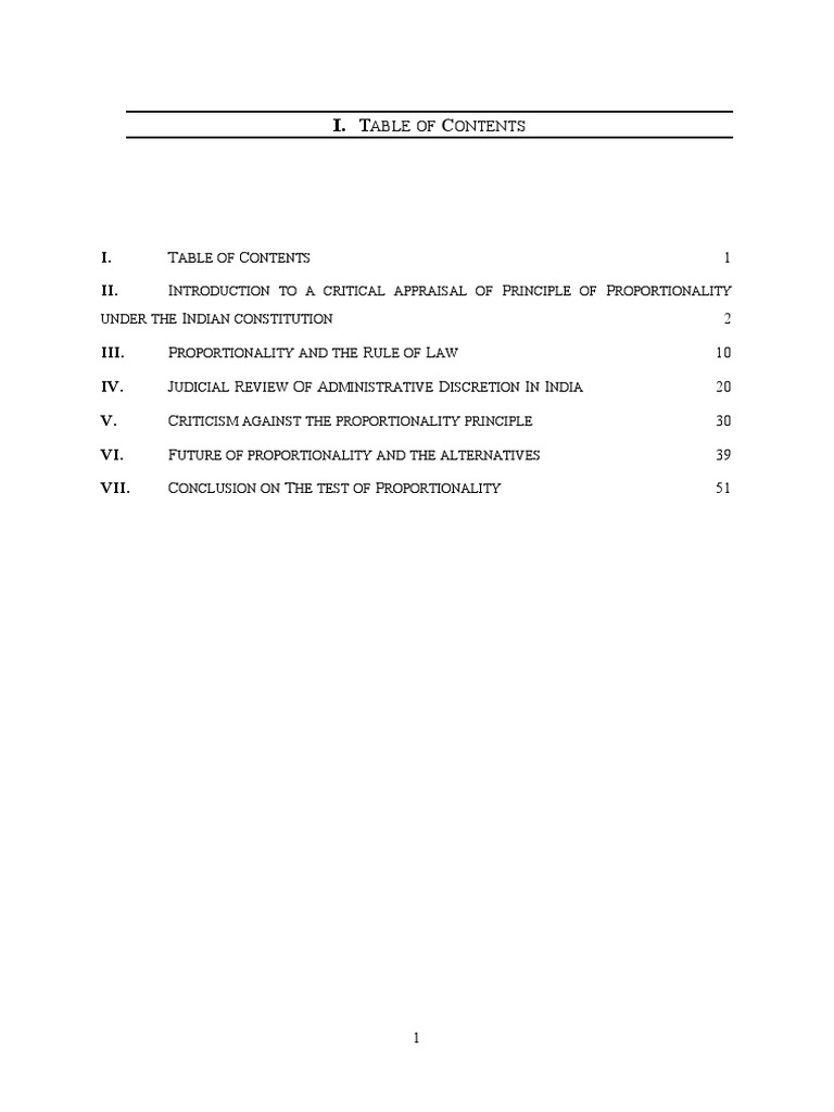 Principle of Proportionality Under The Indian Constitution | PDF ...