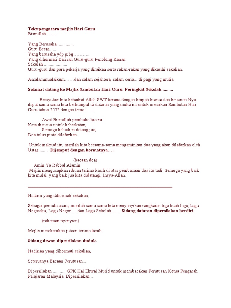 Teks MC Hari Guru | PDF