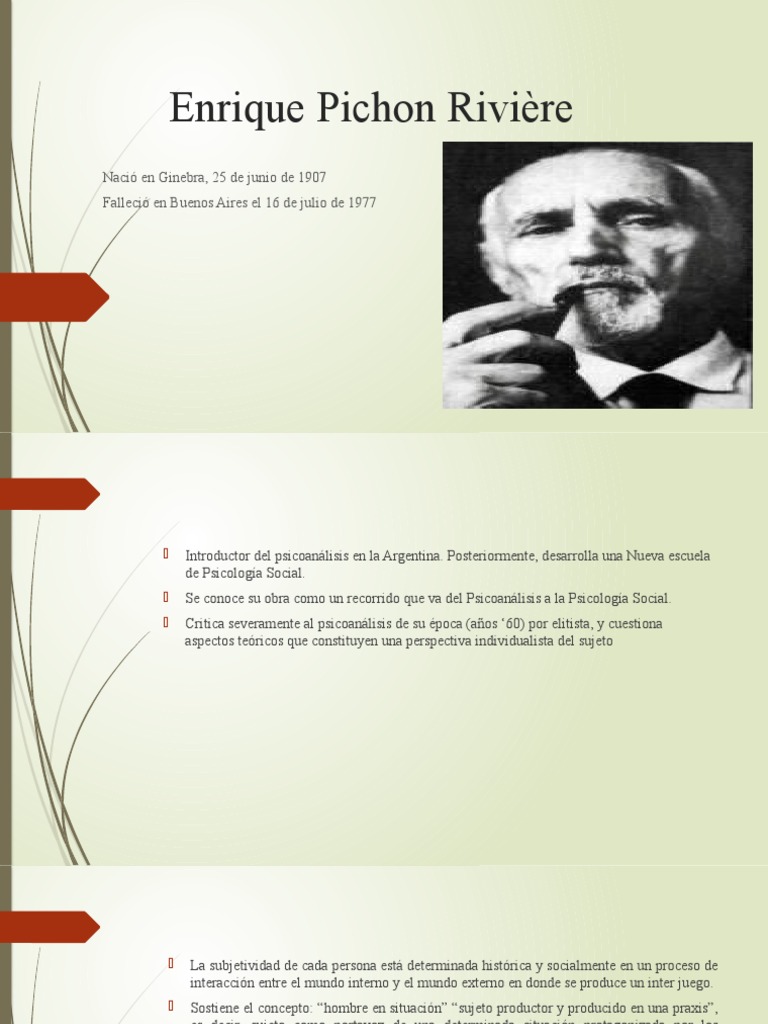 Clase Enrique Pichon Riviere | PDF | Psicología Social | Sicología