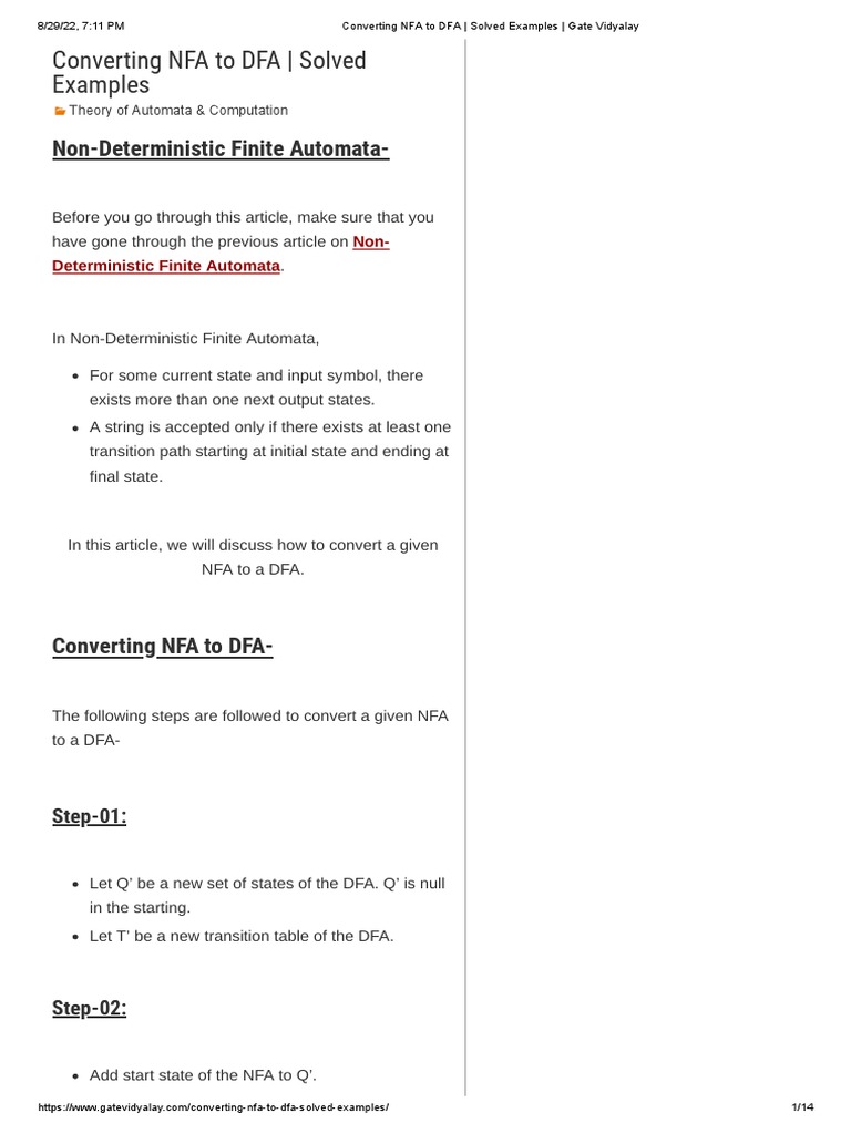 Converting NFA To DFA - Solved Examples - Gate Vidyalay | PDF | Formal Methods | String ...