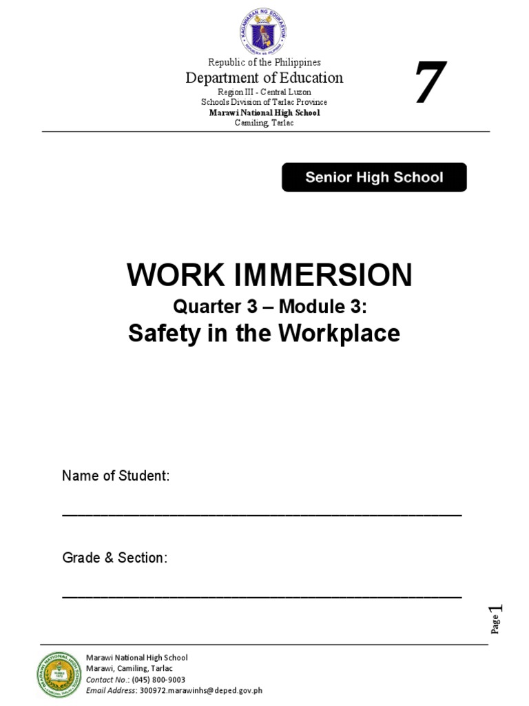LAS For Reproduction Work Immersion Module 3 | PDF | Occupational Safety And Health | Personal ...