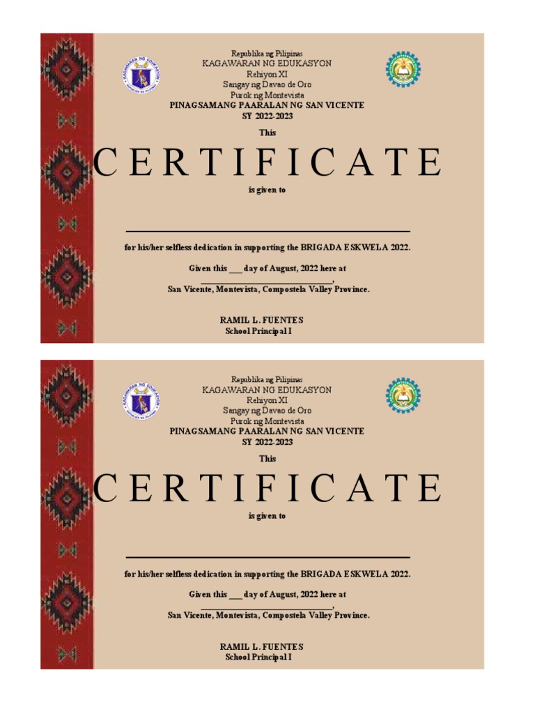 Brigada Certificate | PDF